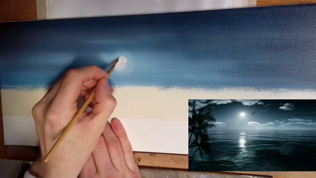 painting a moonlight scene - YouTube