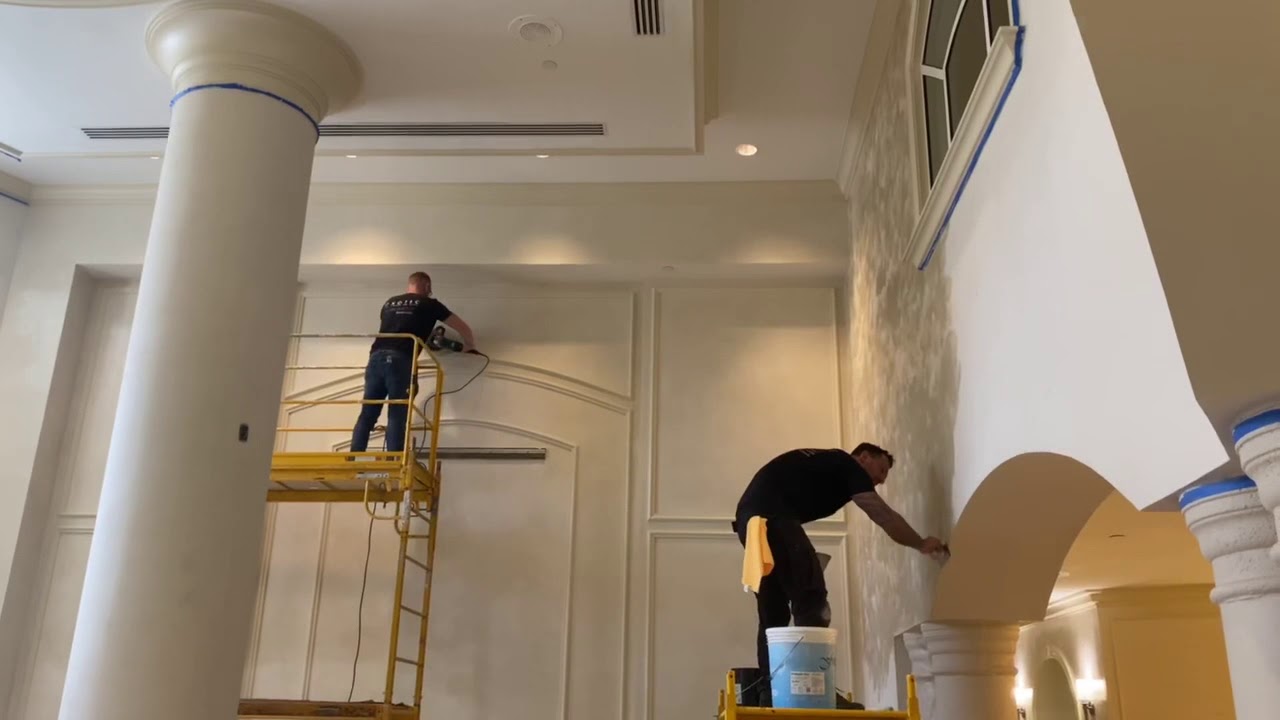always a good time doing Venetian Plaster on lobby of building - YouTube