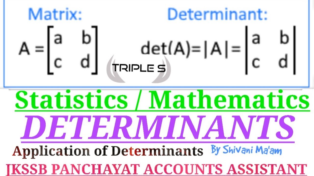 Lec 5 #Mathematics -Application of Determinants || JKSSB PANCHAYAT ...