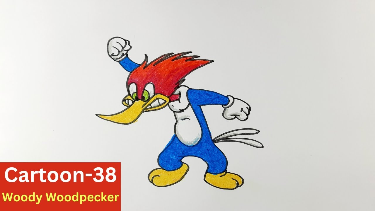 Woody Woodpecker Drawing tutorial for kids/ How to draw Woody ...