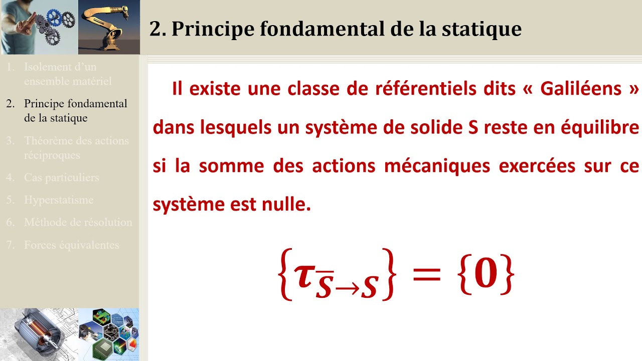 CI5.2 Principe fondamental de la statique PFS (PCSI/MPSI/PTSI) - YouTube