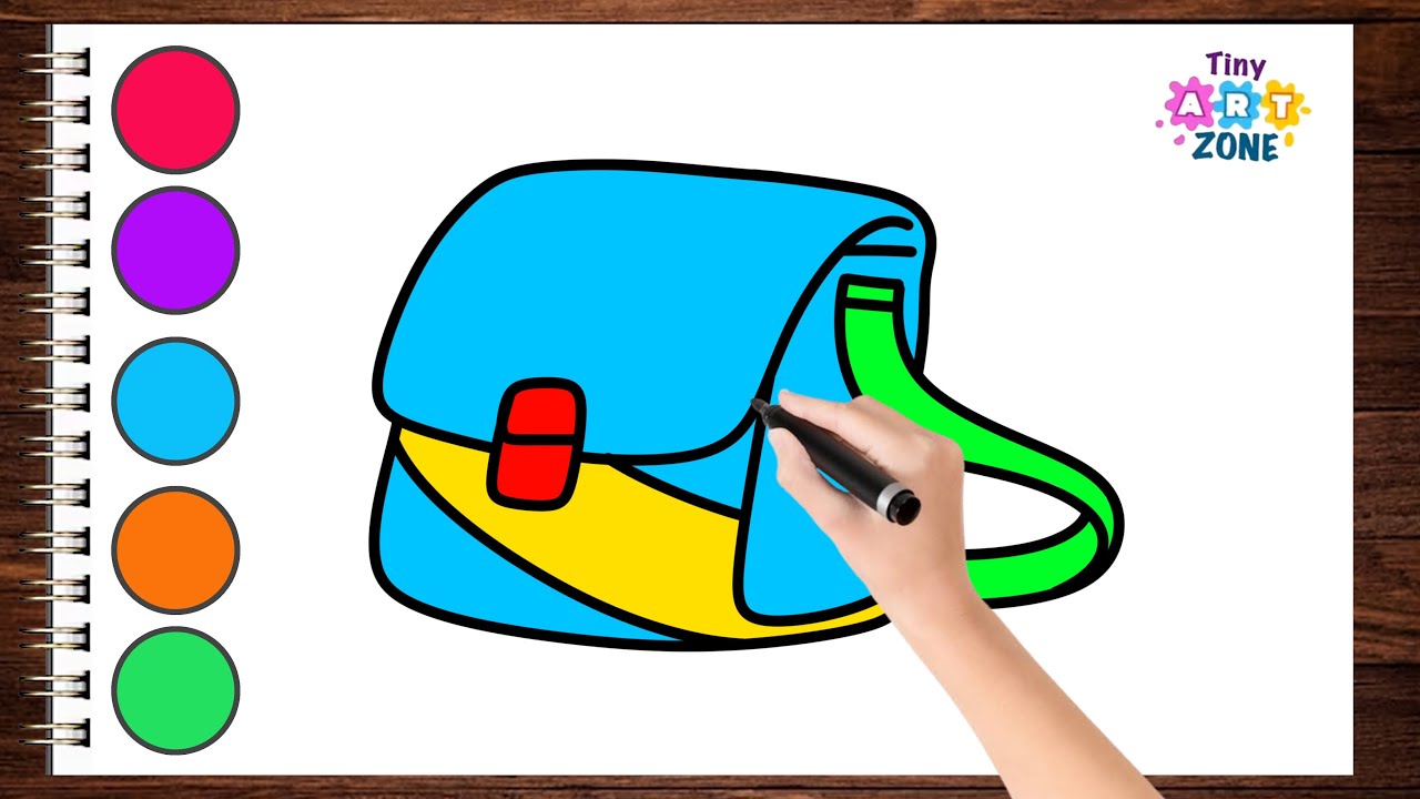 How to Draw a Cute Bag Easy for Kids | Tiny Art Zone - YouTube