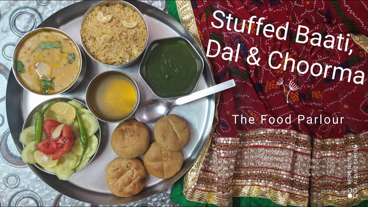 Stuffed baati, panchmel daal and choorma recipe (Rajasthani traditional ...