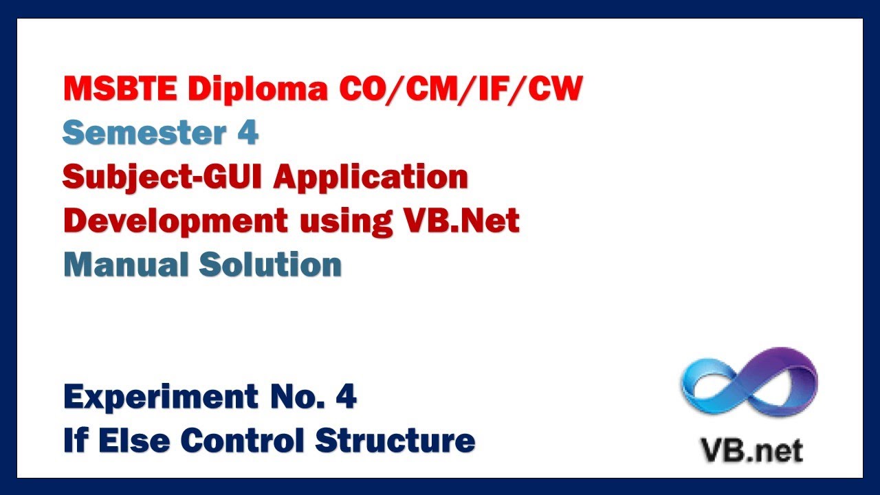 Experiment No. 4A | MSBTE Diploma Sem. 4 | GUI APPLICATION DEVELOPMENT USING VB.NET - YouTube