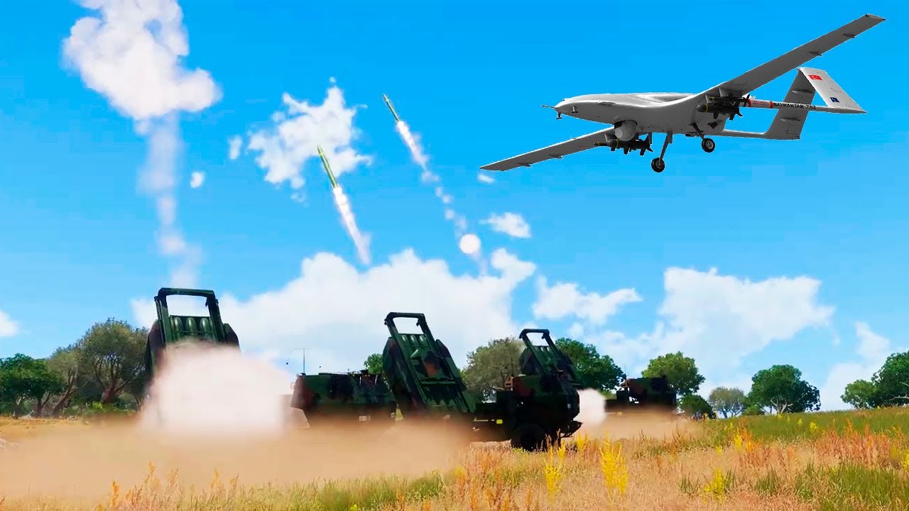 Ukrainian M142 HIMARS artillery and Bayraktar TB2 drone destroy Russian amphibious landing ...