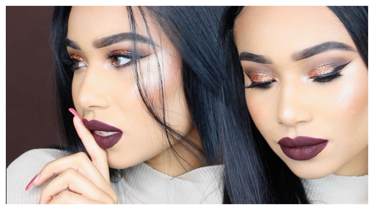Spicy Eye & Dark bold Lip Makeup Tutorial - YouTube