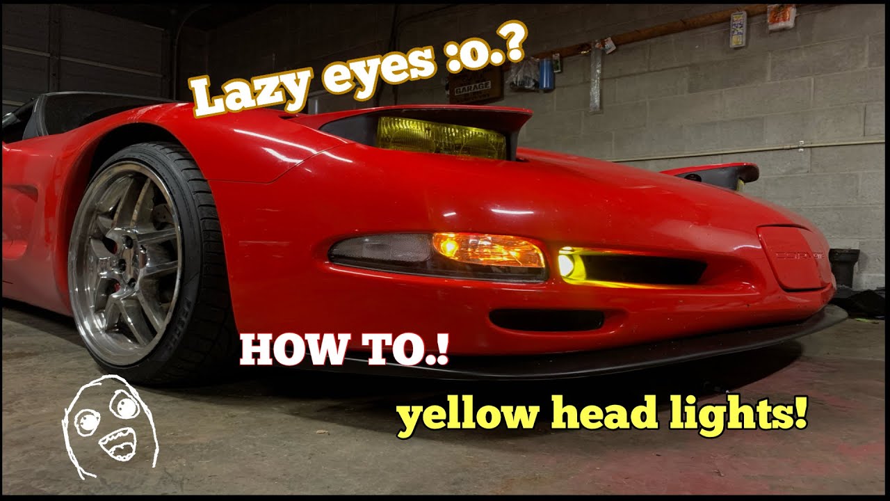 C5 corvette yellow head lights.!/ lazy eye mod.! Krylon stained glass ...