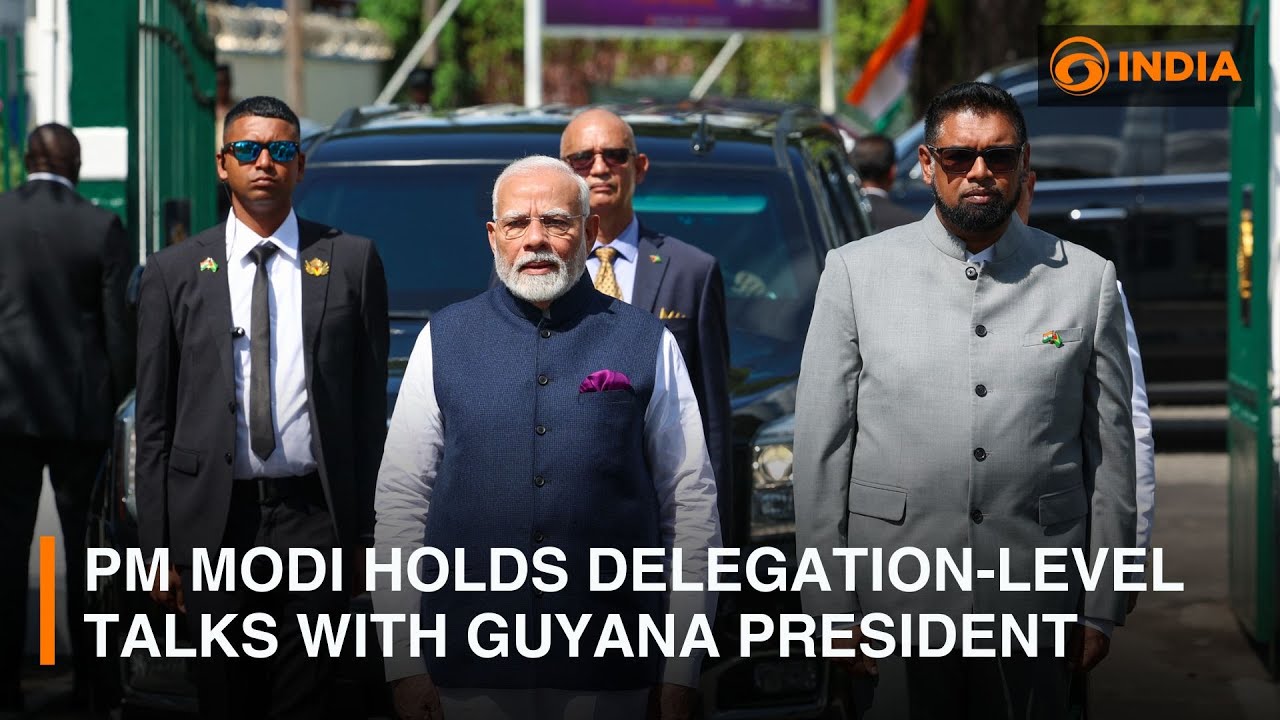 India's PM Modi holds delegation-level talks with Guyana President Dr ...