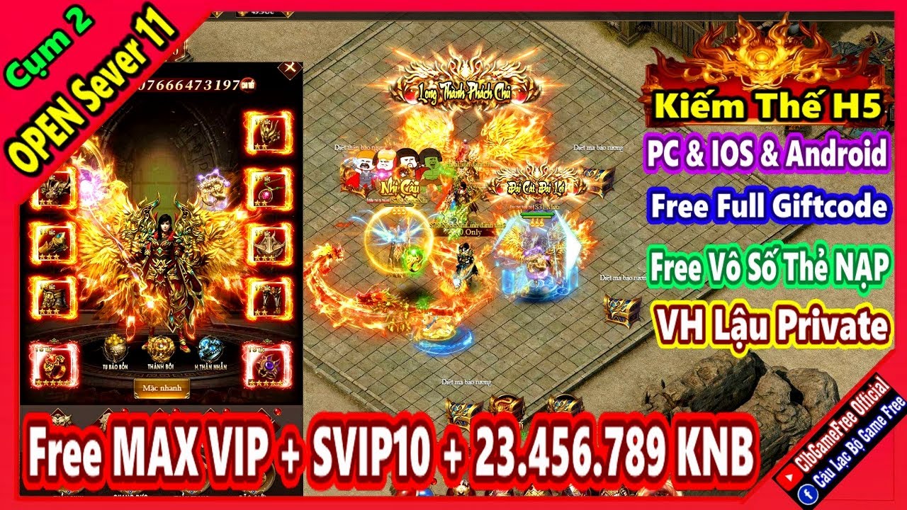 《H5 Game》Kiếm Thế H5 VH - Free MAXVIP + SVIP10 + 23.456M KNB + Full CODE - PC & IOS & Android ...