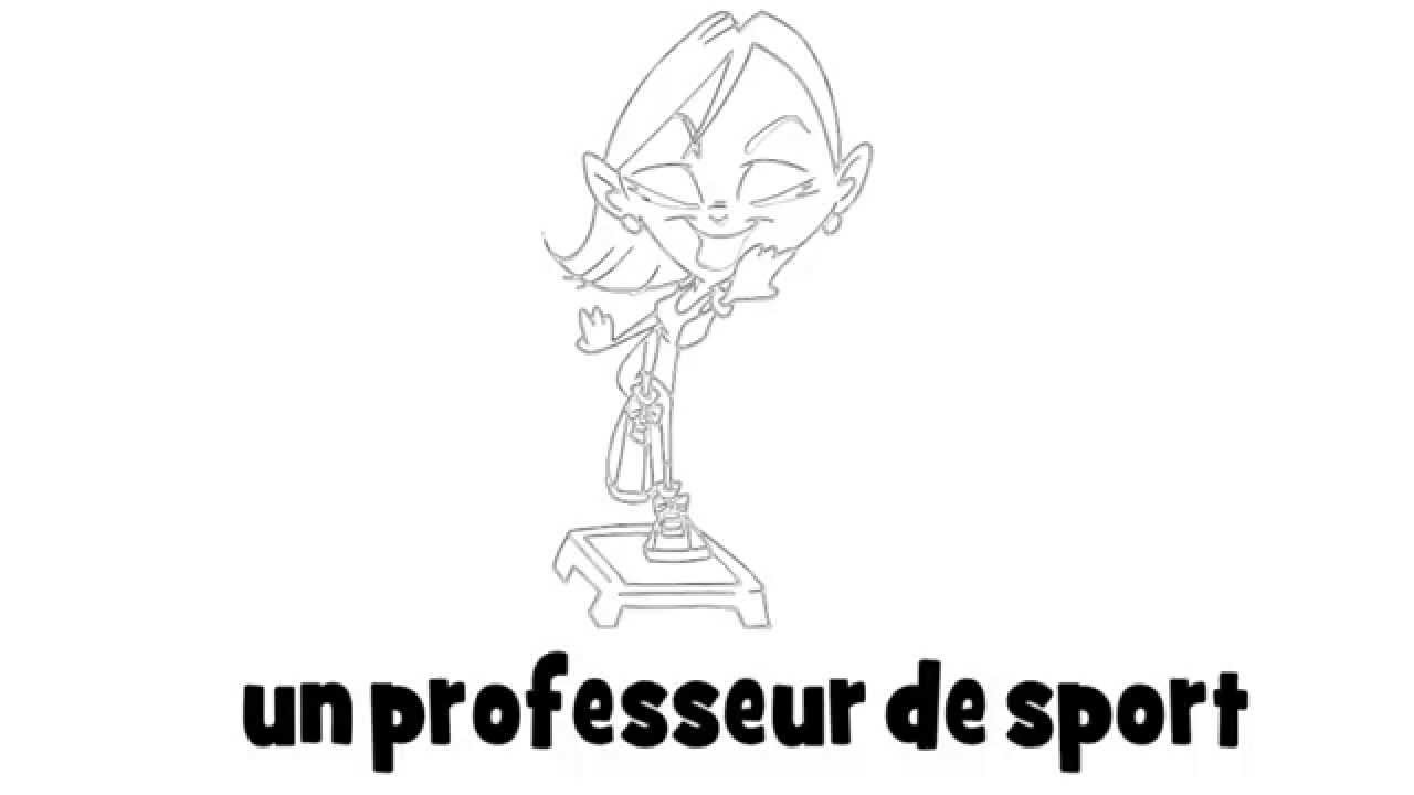 J'apprends le français # 1 dessin par jour # un professeur de sport ...