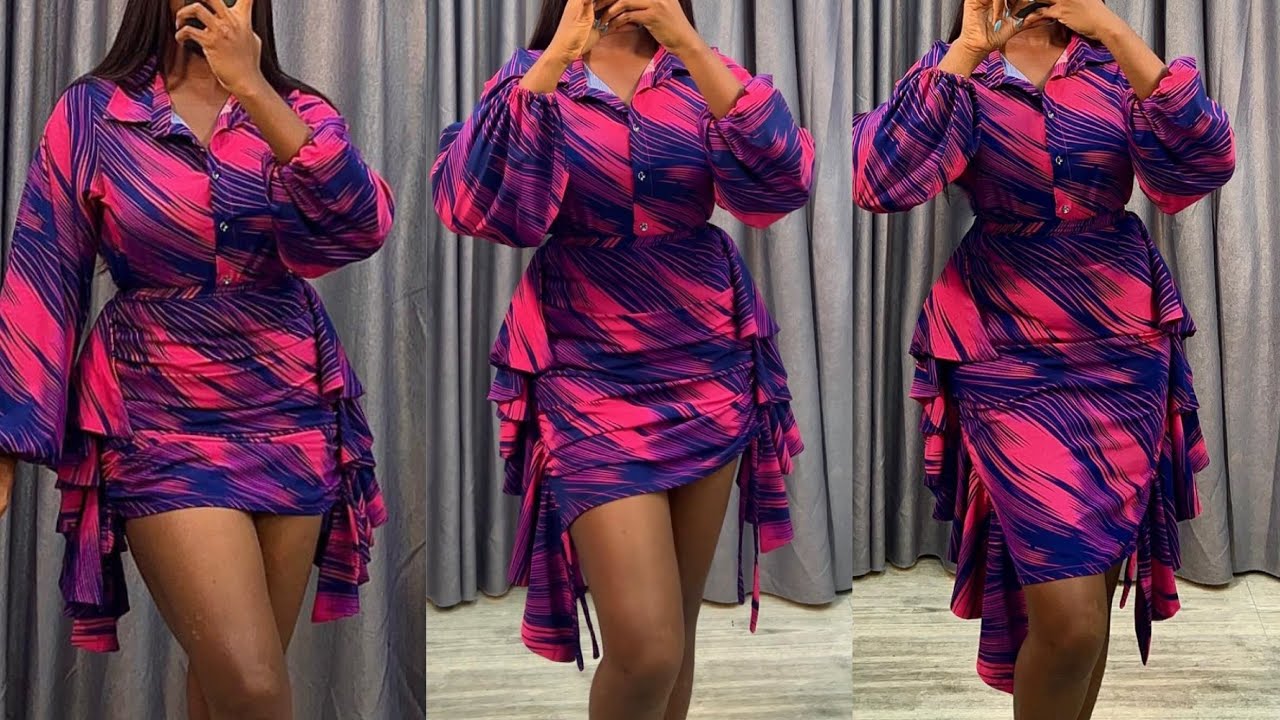 How to cut and sew an adjustable ruched skirt with side ruffles ...