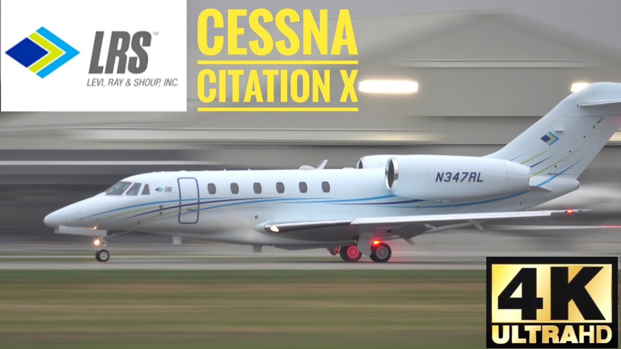 Rainy Takeoff Levi Ray & Shoup Corporate Jet Cessna Citation X N347RL ...