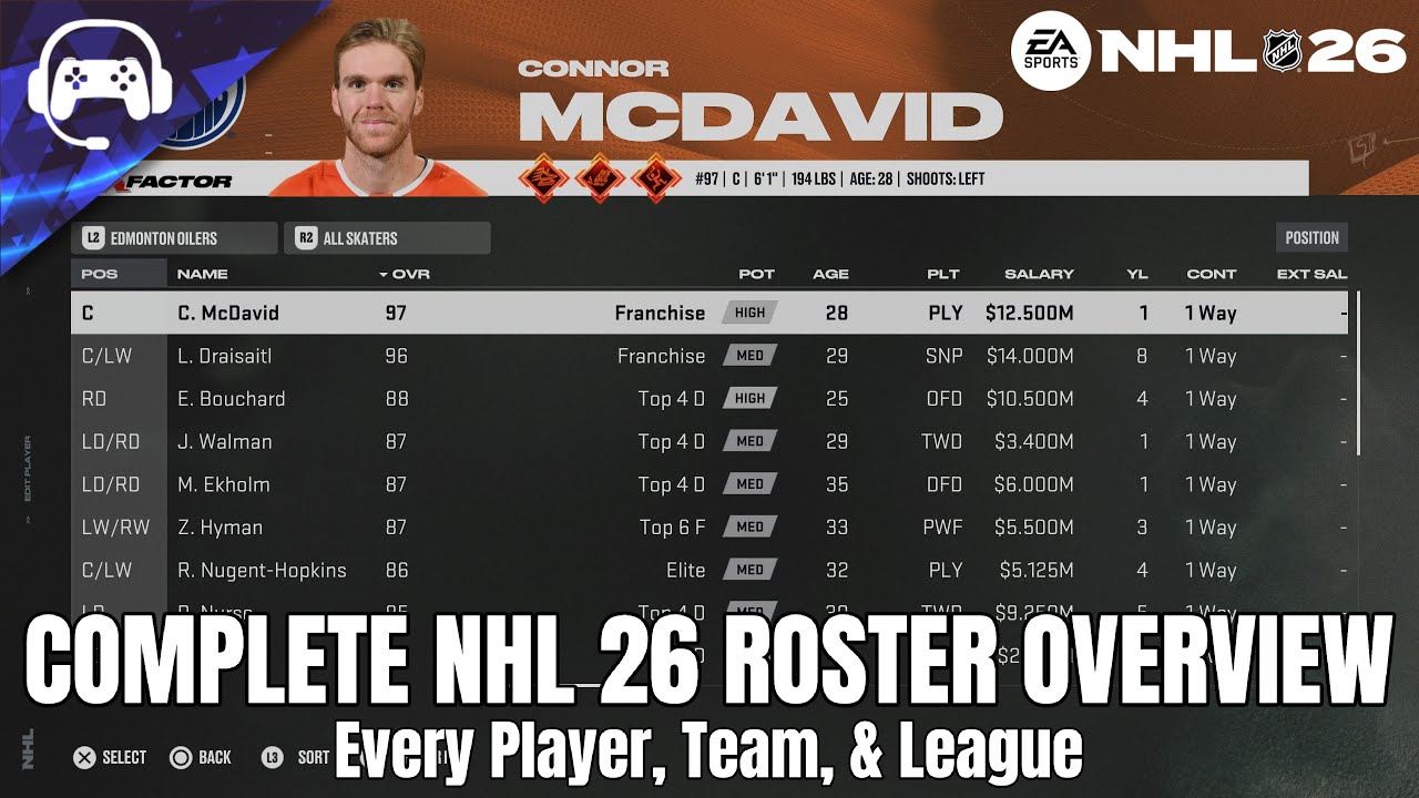COMPLETE NHL 26 ROSTER OVERVIEW (Every Player, Team, & League) - YouTube