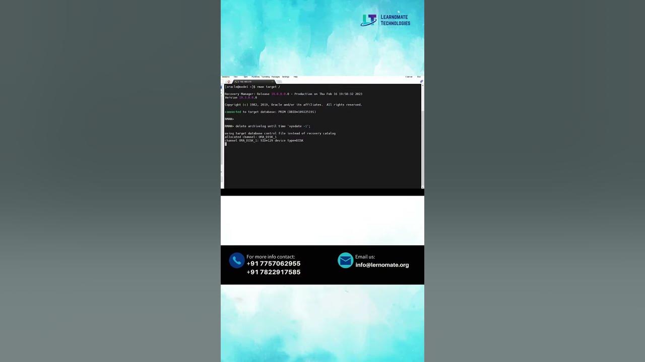 #shorts How to delete archive log until specific time? #learnomate technologies - YouTube