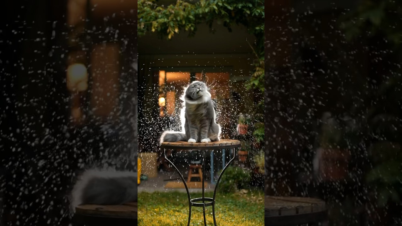 Lissy the drippy kitty 🐱💦 #furryfritz #catographer #cat #slowmotion # ...