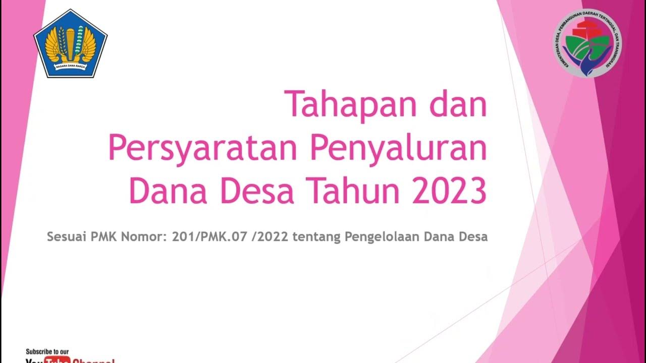 Tahapan dan Persyaratan Penyaluran Dana Desa Tahun 2023 - YouTube
