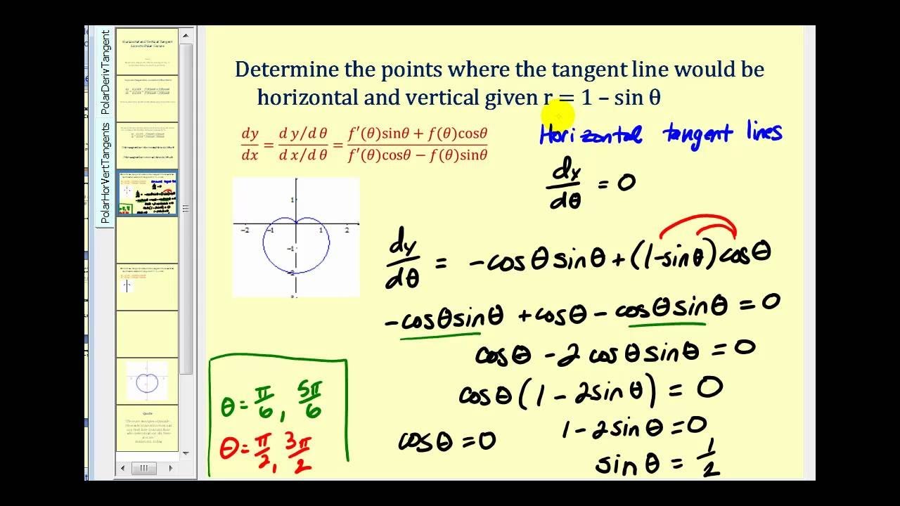Líneas Tangentes Horizontales Y Verticales A Curvas Polares Youtube