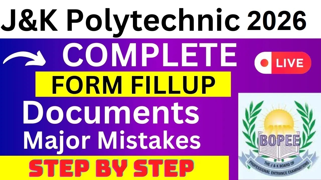 J&K Polytechnic 2025 Application Form -J&K Polytechnic Registration ...