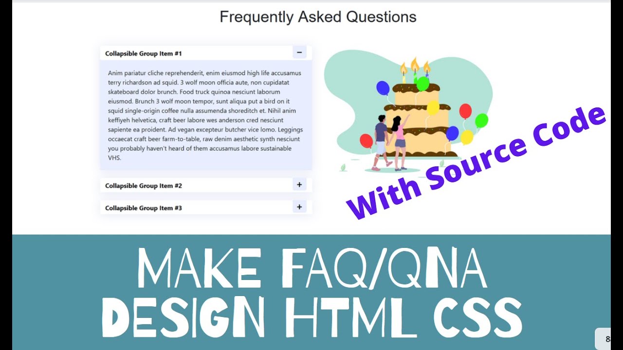 Accordion CSS And HTML || FAQ Design HTML CSS || With Source Code - YouTube