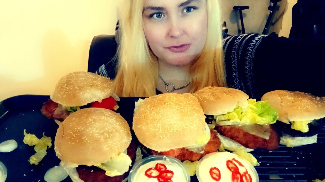 ASMR BURGER CHICKEN SANDWICH, CREAMY HOMEMADE SAUCE, MUKBANG EATING ️ MARYAM ️ - YouTube