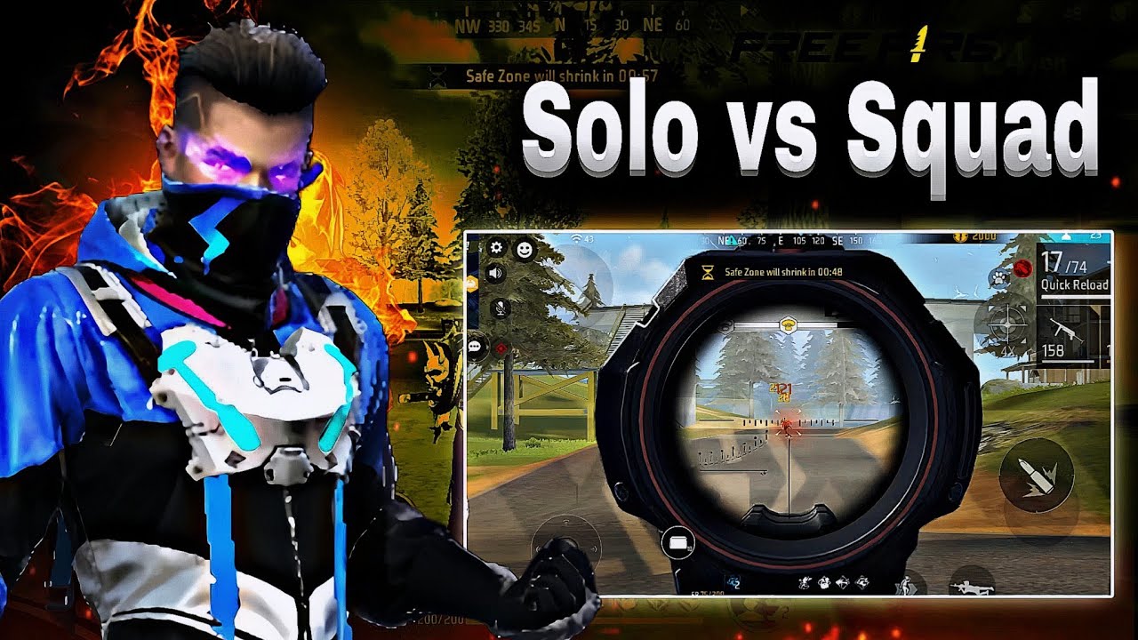 Playing First' time solo vs squad for video in free fire 💀 🗿 - YouTube