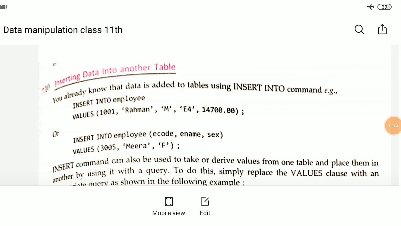 Data Manipulation class 11th - YouTube