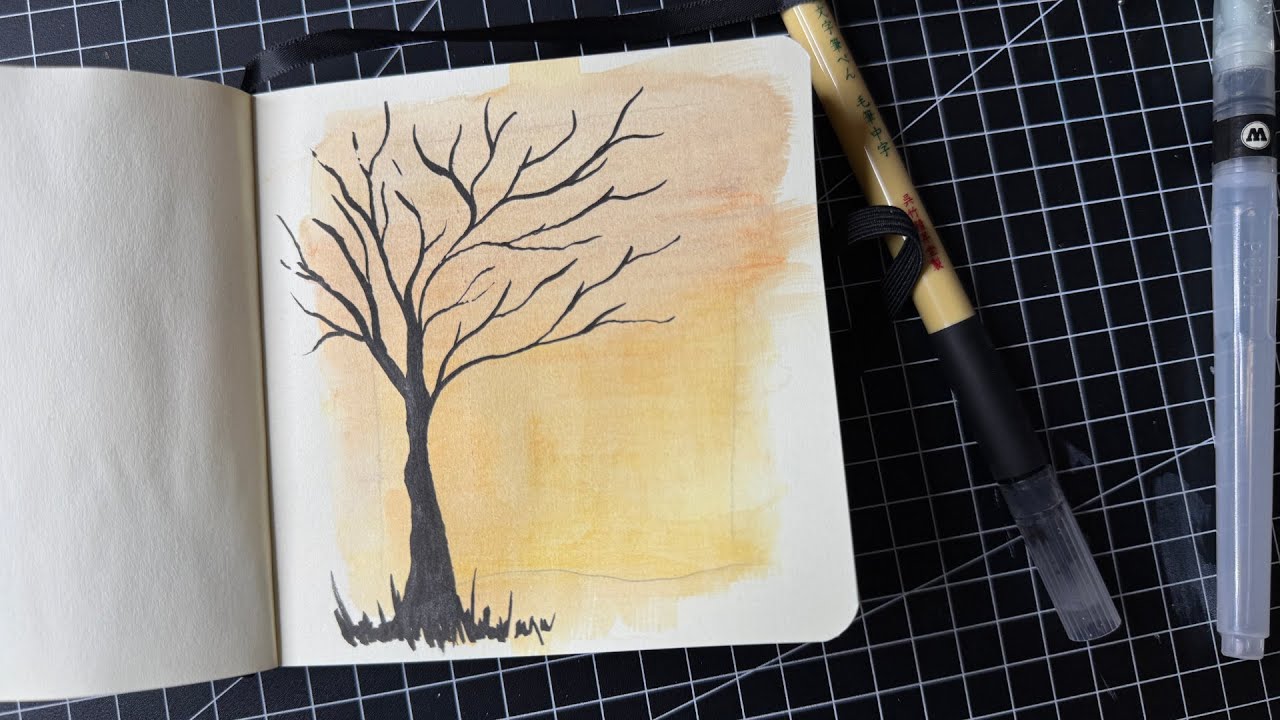 I’m Painting a Simple Sunset Tree From My Own Photo - YouTube
