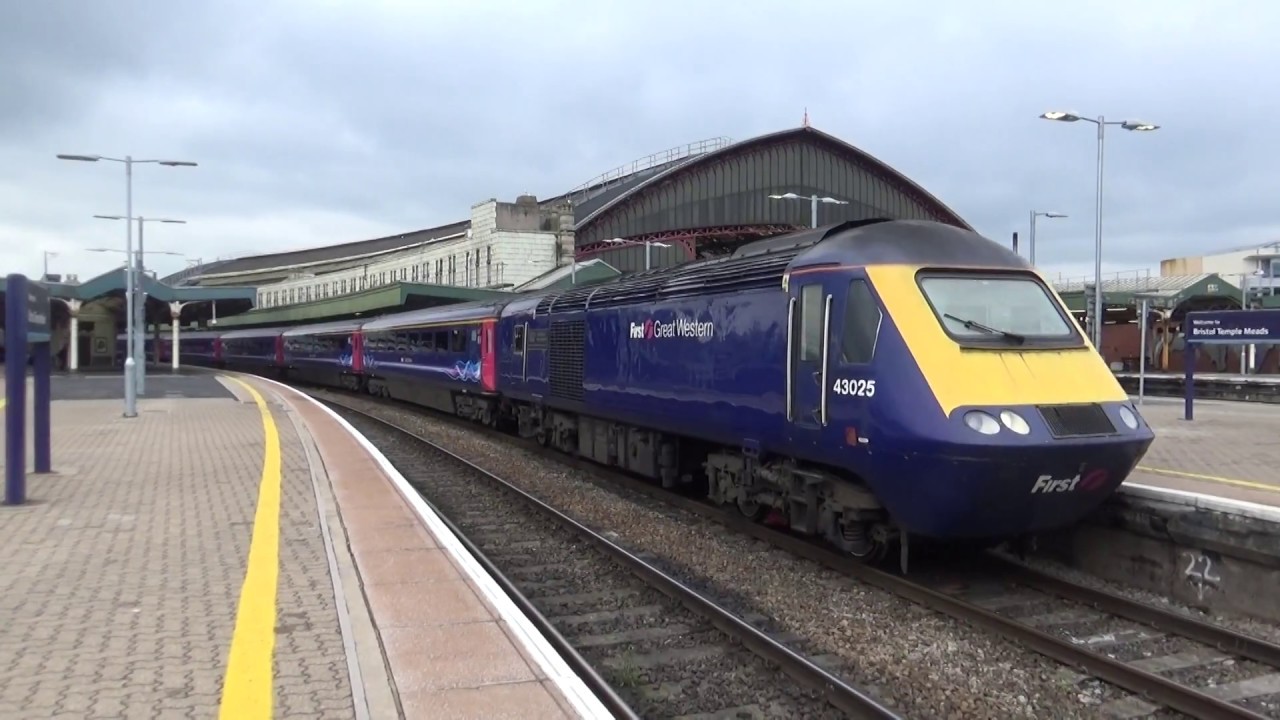 First Great Western HST 43025 and 43023 departing Bristol Temple Meads ...