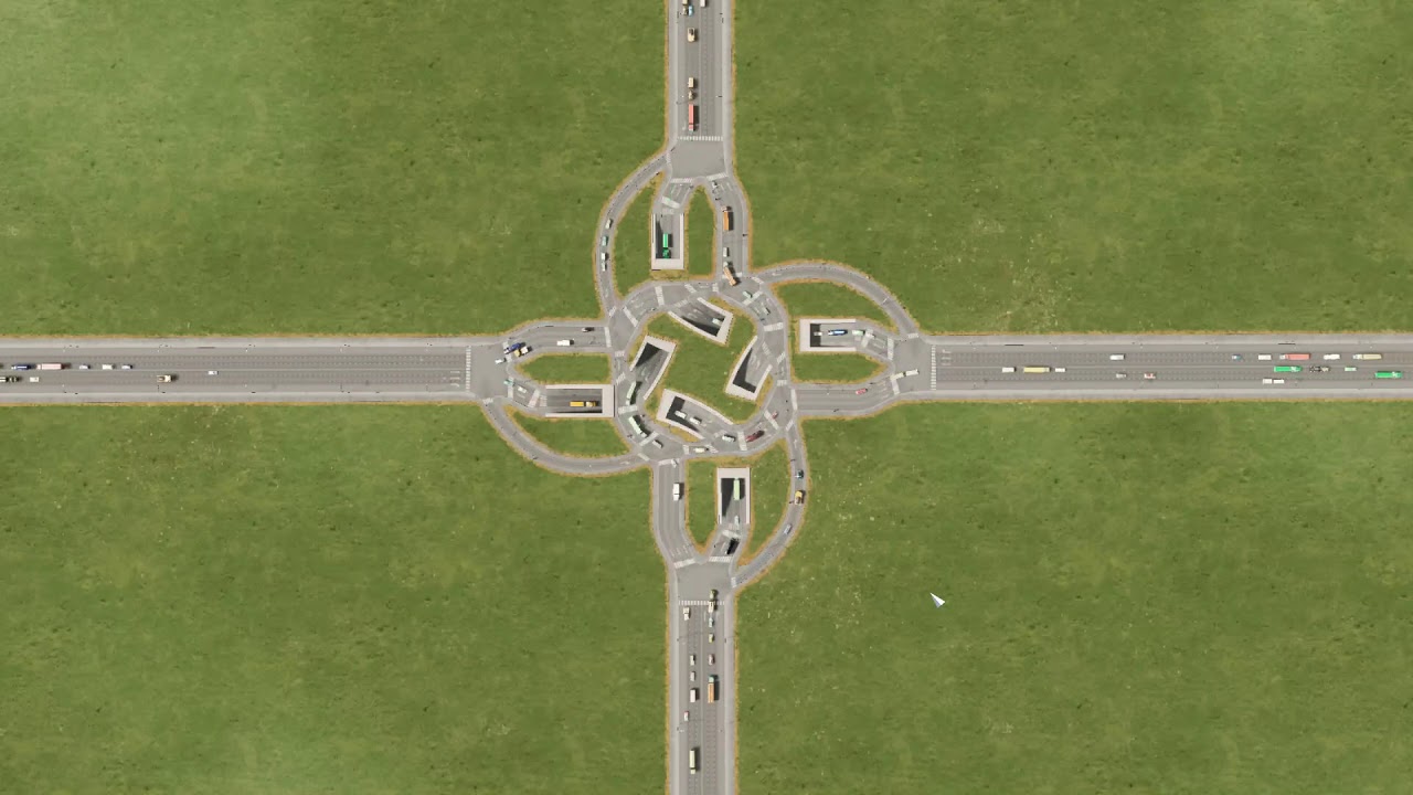 Cities Skylines: 6-lane 4-way avenue intersection - YouTube