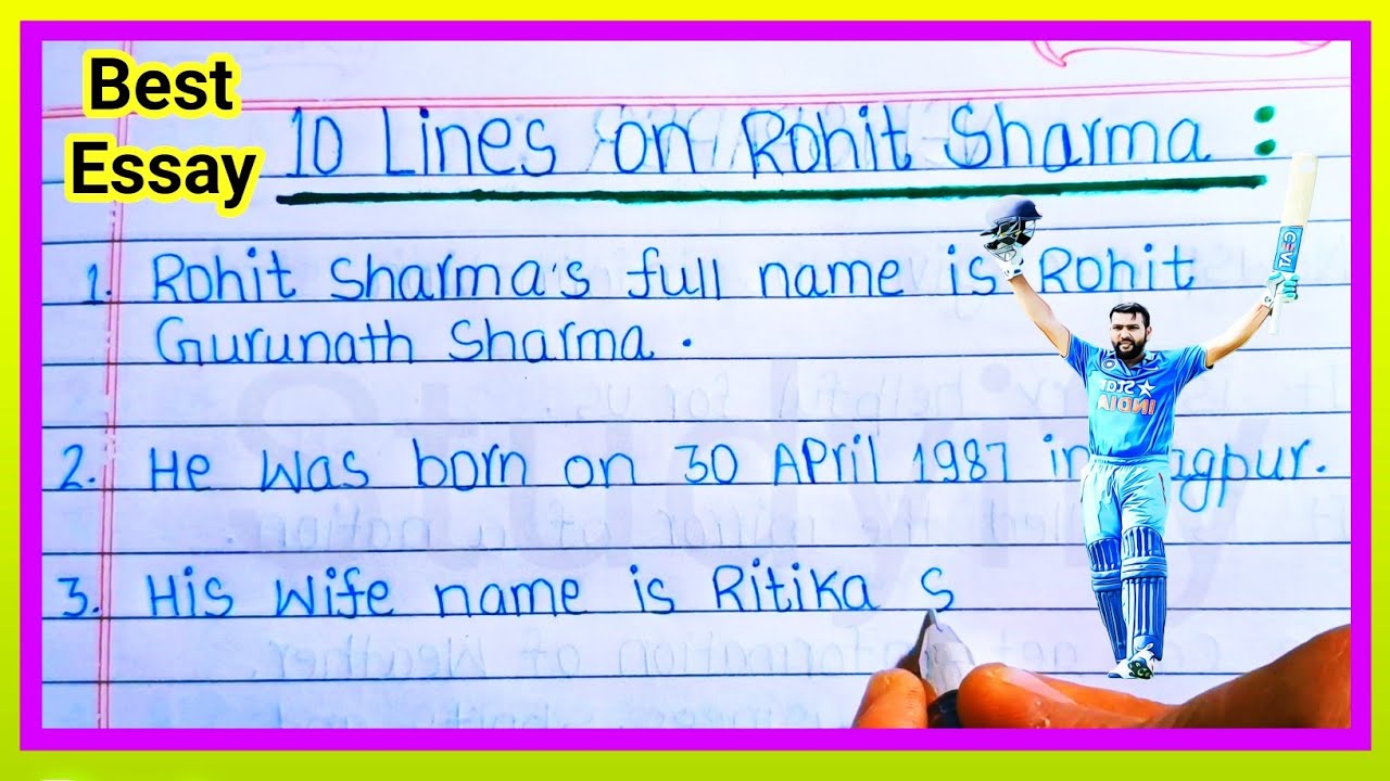 Essay on Rohit Sharma in English Rohit Sharma pe 10 line ka English ...