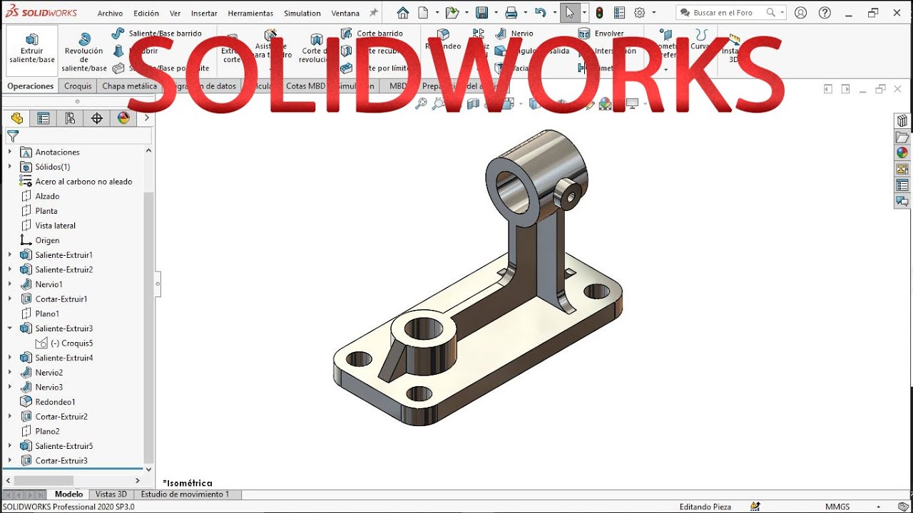 🔩🔧Tutorial de SolidWorks MODELADO 3D / Tutorial for beginners - YouTube