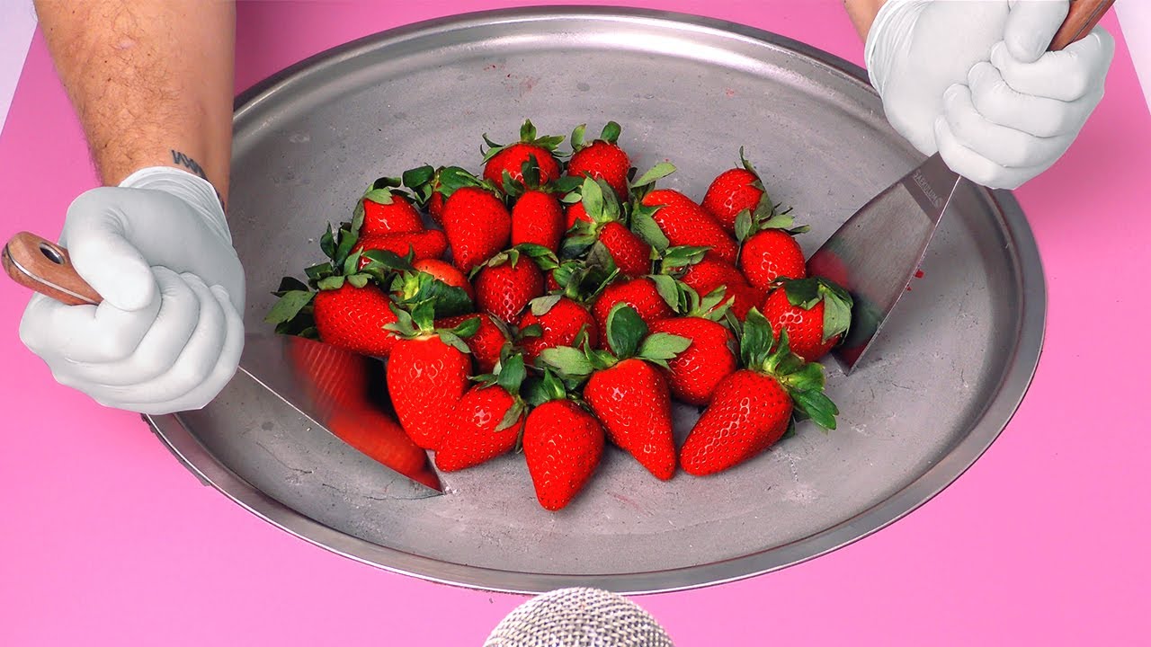 Strawberry ASMR - how to make fresh Strawberries to fried Ice Cream ...