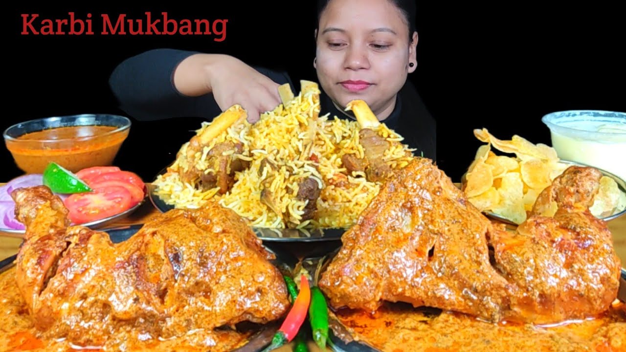 Spicy Mutton Biryani with Chicken Chaap & Rasmalai | Biryani Eating ...