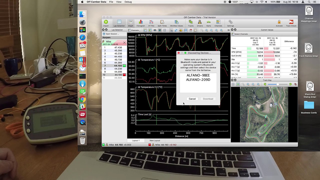 Alfano 6 - Transferring Sessions to Off Camber Data via Bluetooth - YouTube