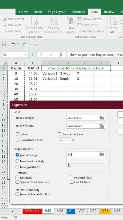 How to perform Regression in MS Excel #statistics #shorts #viralshort # ...