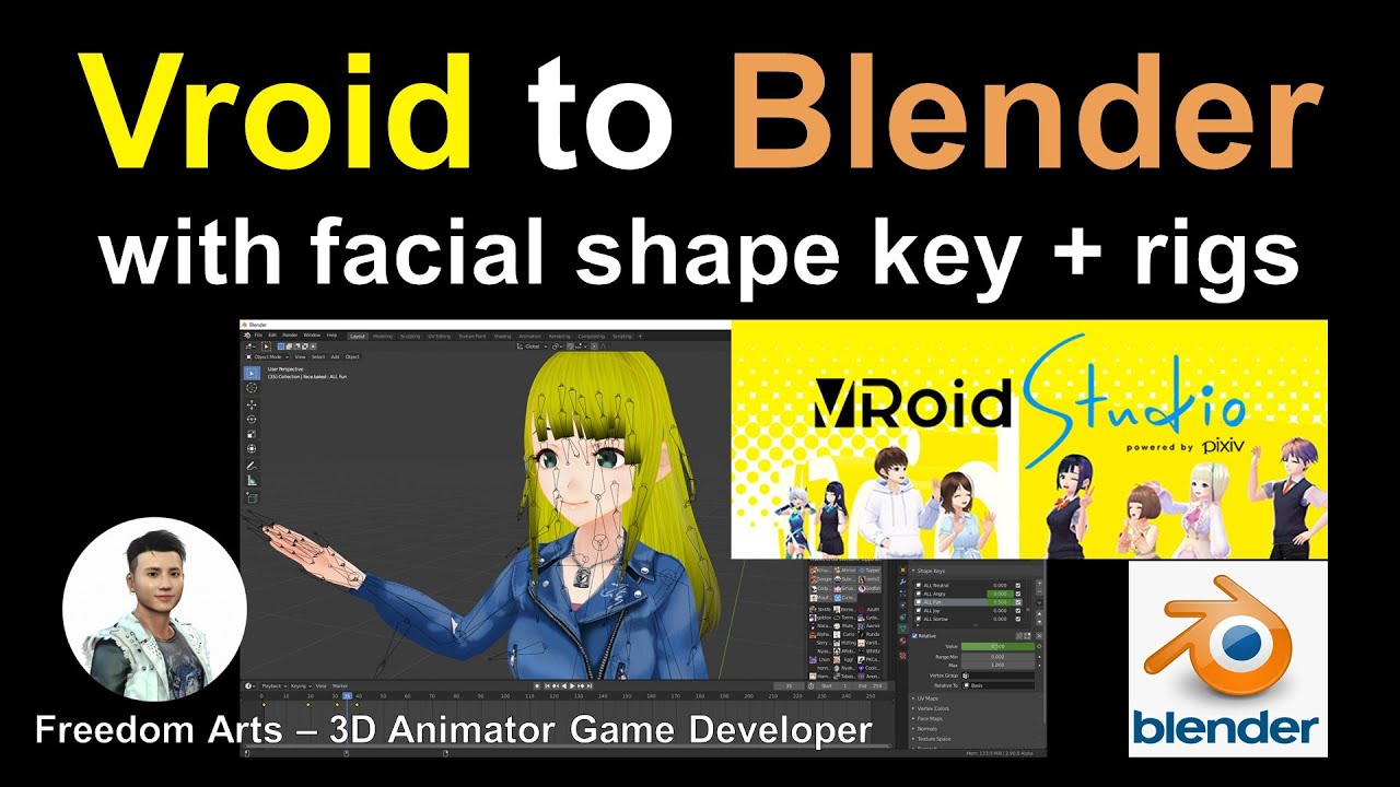 Vroid to Blender with Facial Shape key and Skeleton bones - Blender ...