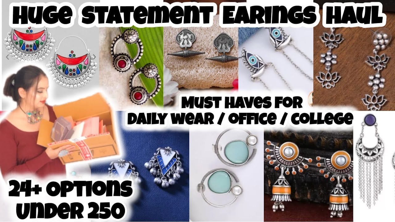 😱HUGE OXIDISED EARINGS HAUL🥰| Dailywear Earrings Under 250 |🌺STATEMENT ...