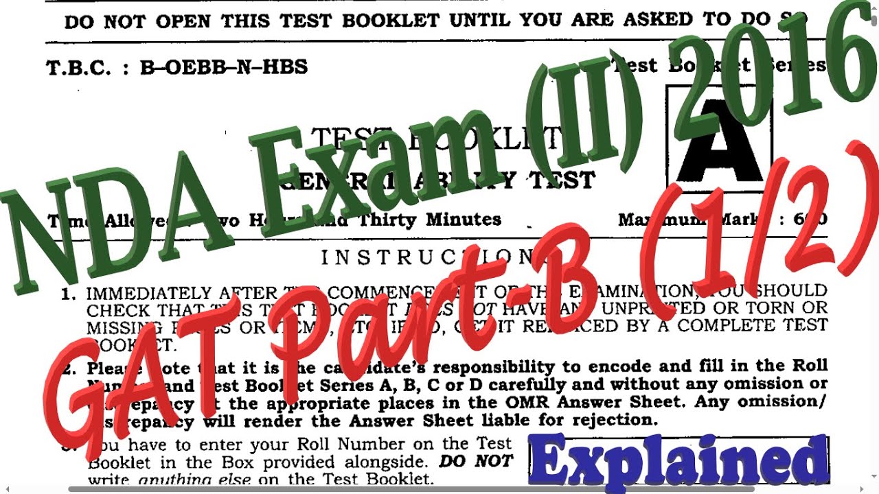 NDA Exam (II) 2016_GAT (1)|| nda previous year question paper, nda pyq ...