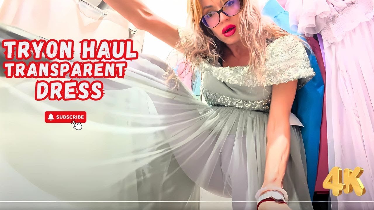 TRANSPARENT GLAM DRESS TRYON HAUL IN A SHOPPING MALL || SEE THROUGH ...