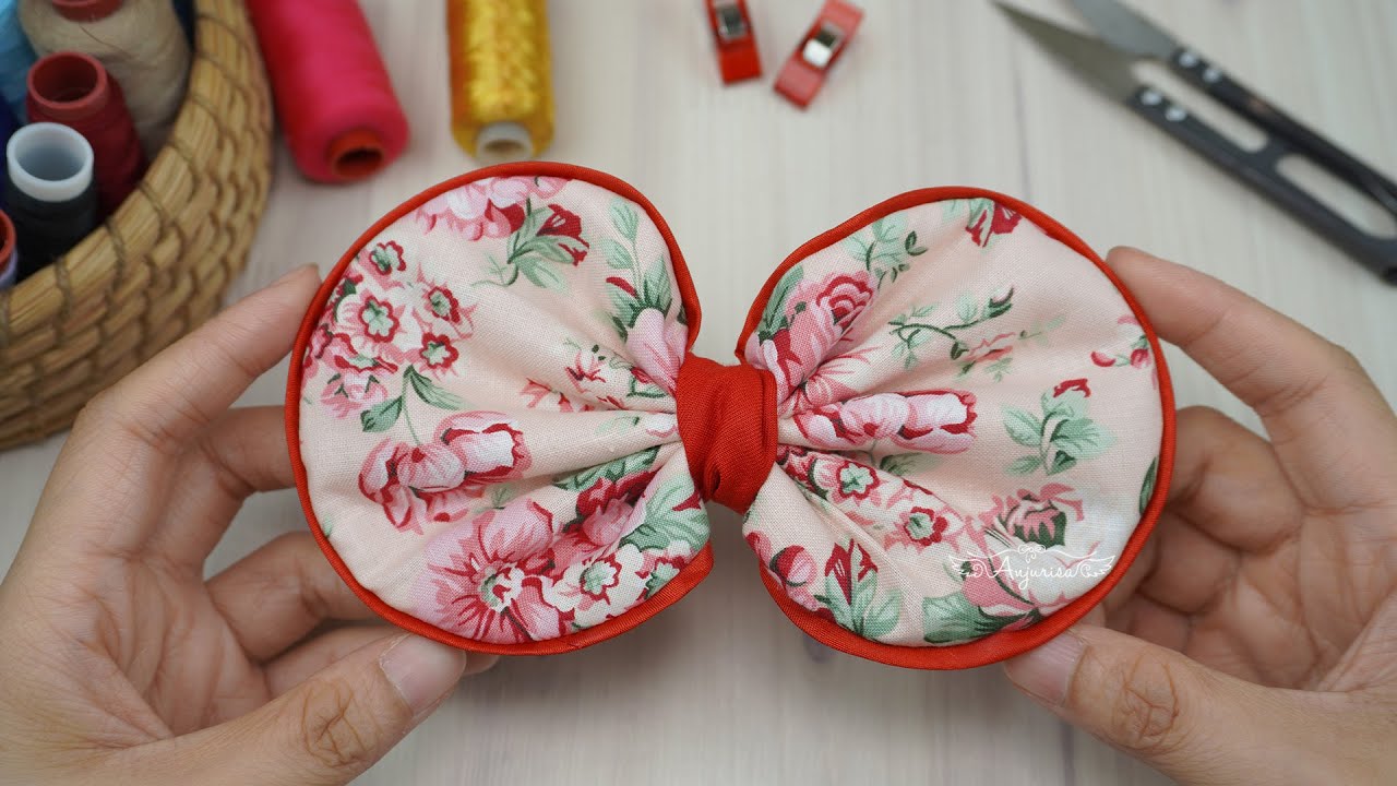 Using Only ROUND / CIRCLE Shape 😉 EASY Pattern to Make Hair Bow with ...