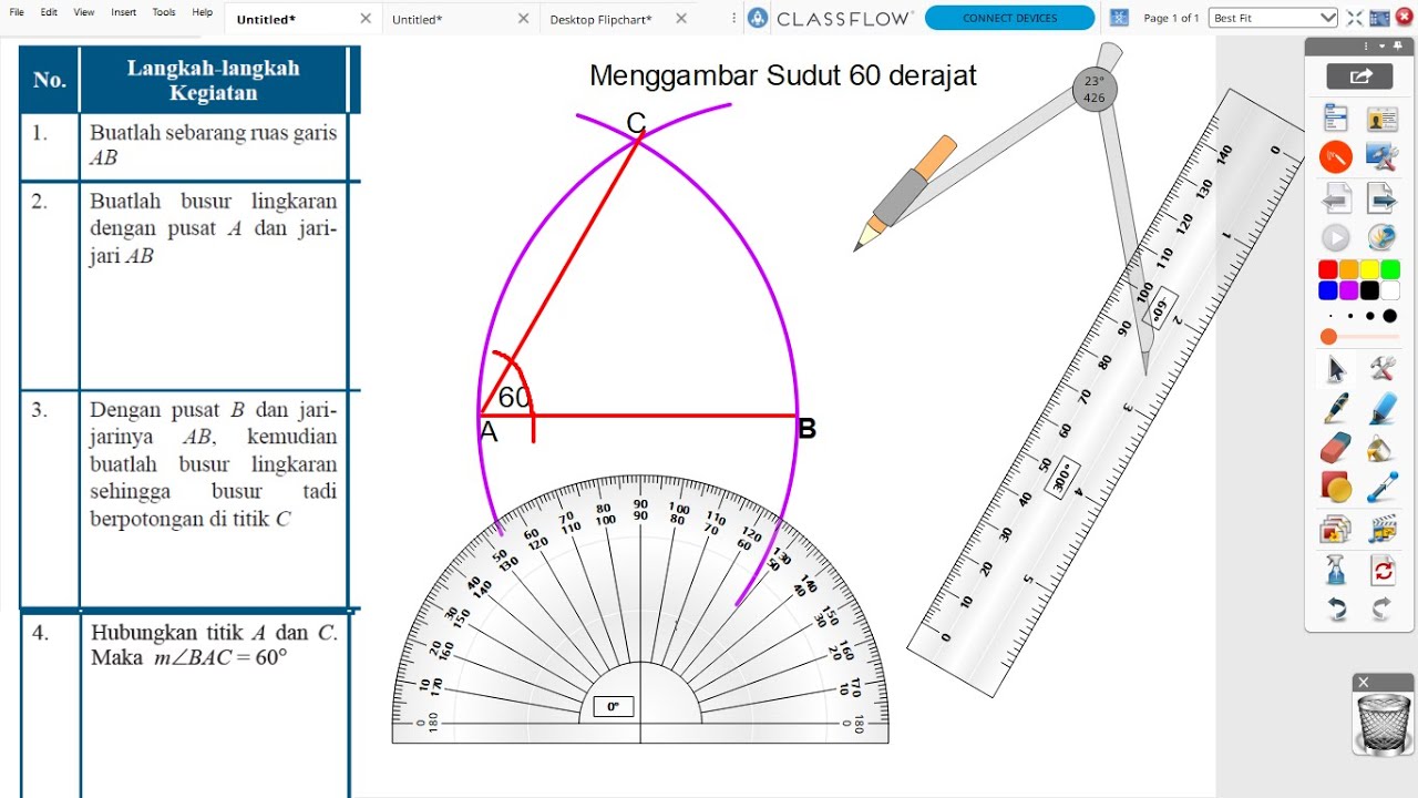 Melukis Sudut 60 dan 90 derajat - YouTube