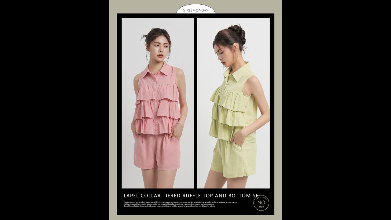 LAPEL COLLAR TIERED RUFFLE TOP AND BOTTOM SET - YouTube