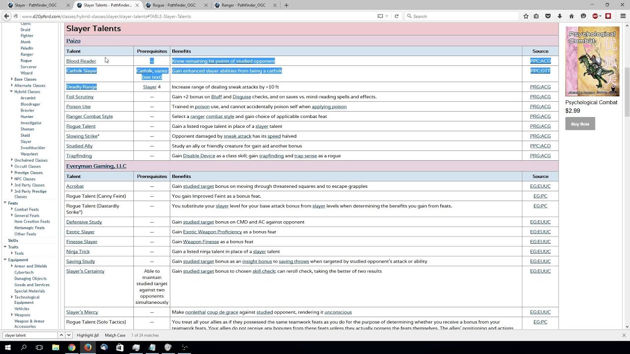 Overview of Slayer Class in Pathfinder - YouTube