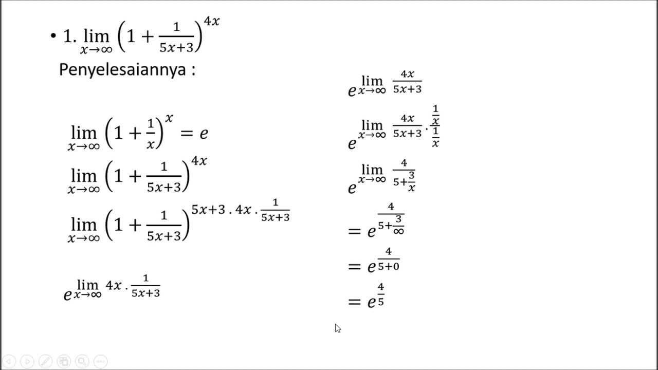 Limit Tak Hingga dan Bilangan e (Euler) Serta Contohnya - YouTube