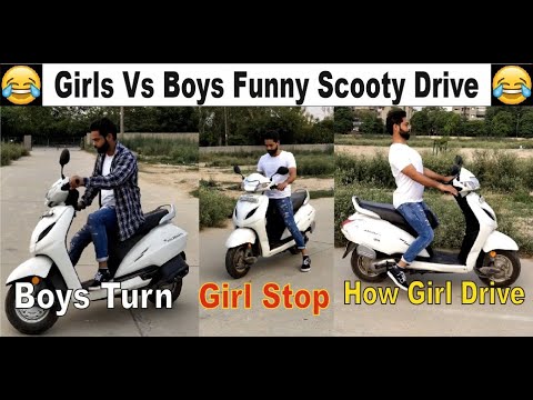 Girls Vs Boys Funny Scooty Drive | How Girls Drive Scooty | - YouTube