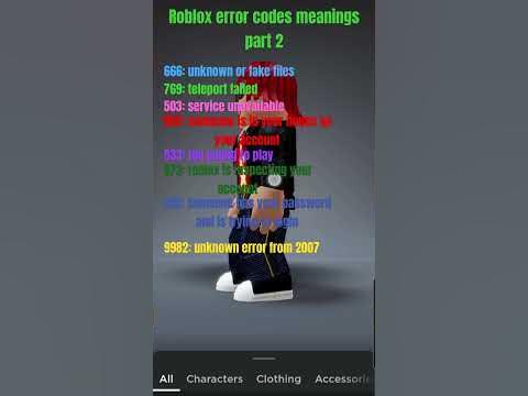 Roblox error codes meanings part 2 - YouTube
