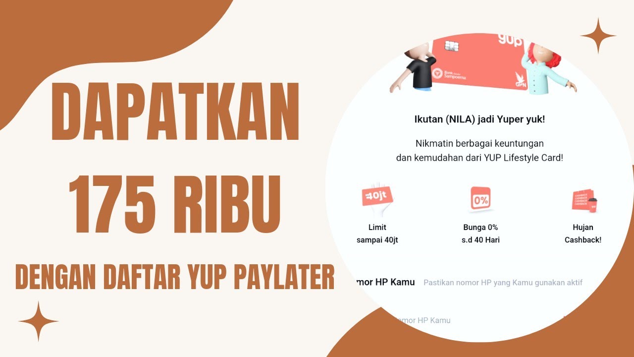 Cara Daftar Yup Card Paylater || Dapatkan 175Ribu Untuk Pengguna Baru ...