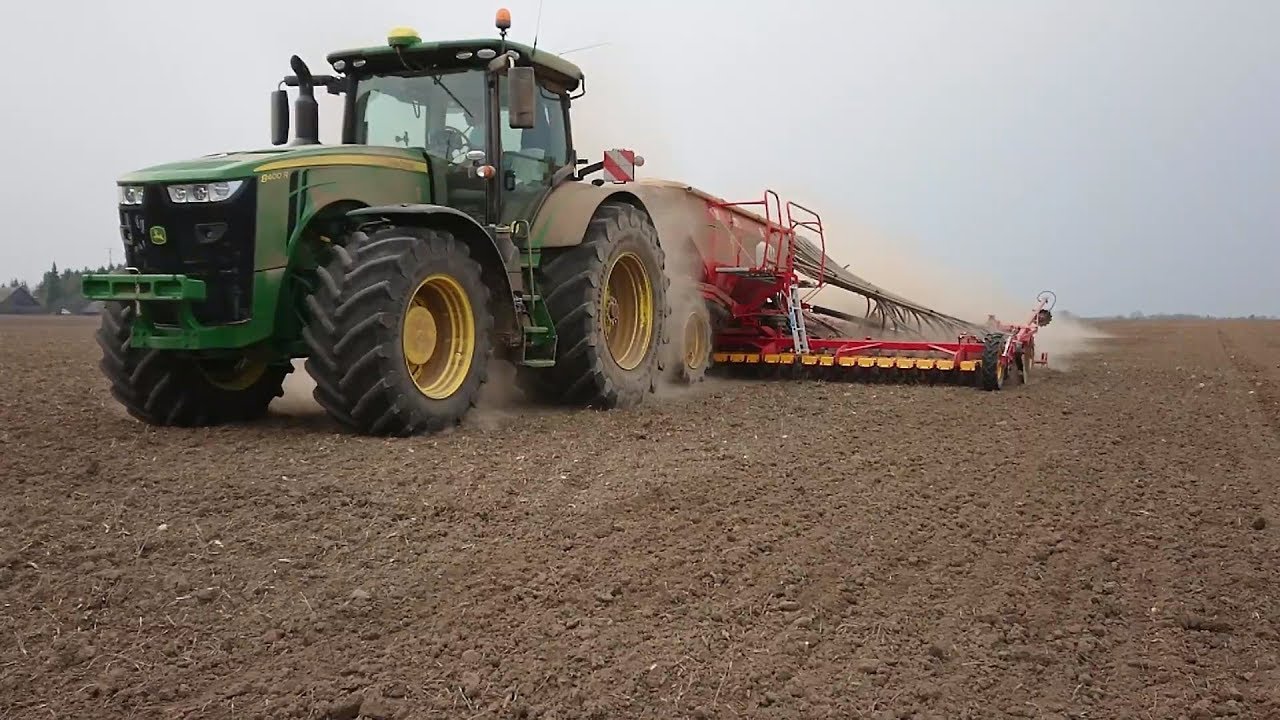 John Deere 8400R & Väderstad Rapid A 800C - YouTube