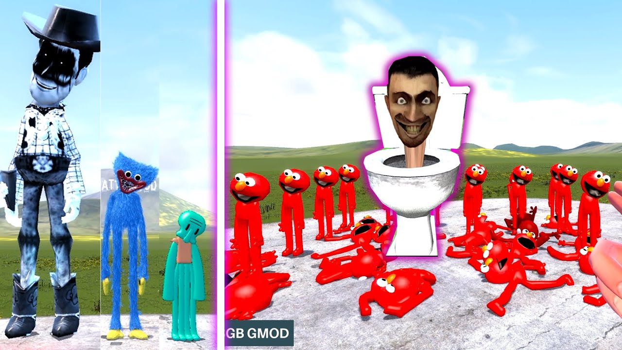 SKIBIDI TOILET, ELMO, HUGGY WUGGY, WOODY - SPARTAN KICKING Garry's Mod ...