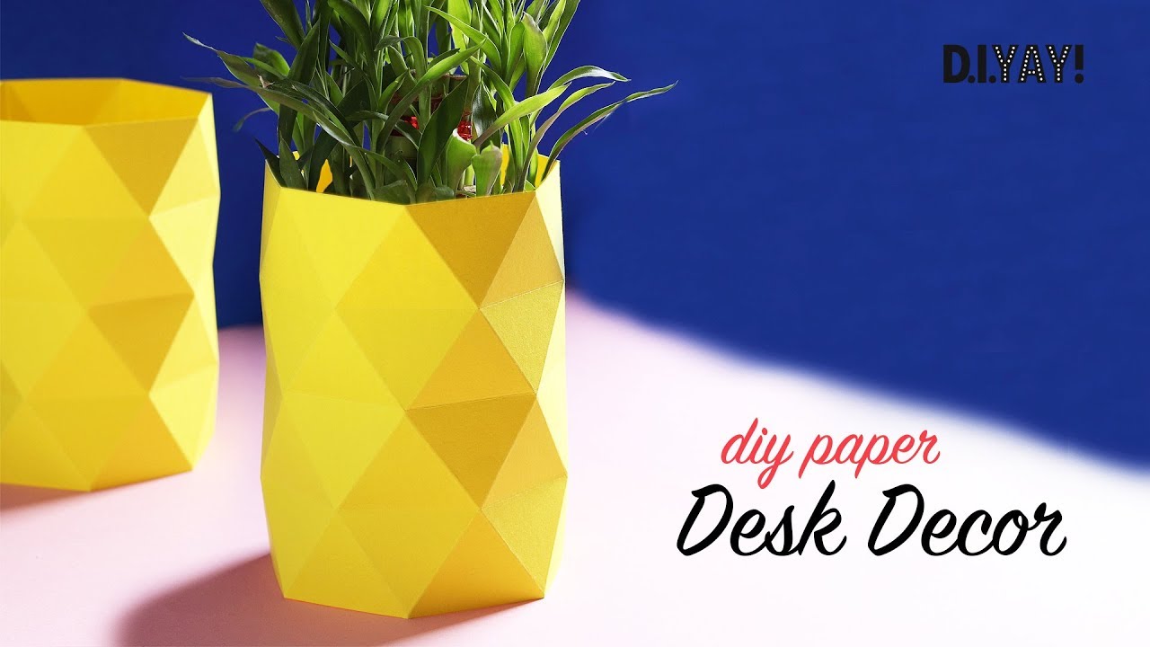 DIY Paper Desk Decor | Paper Flower Vase | Craft Ideas - YouTube